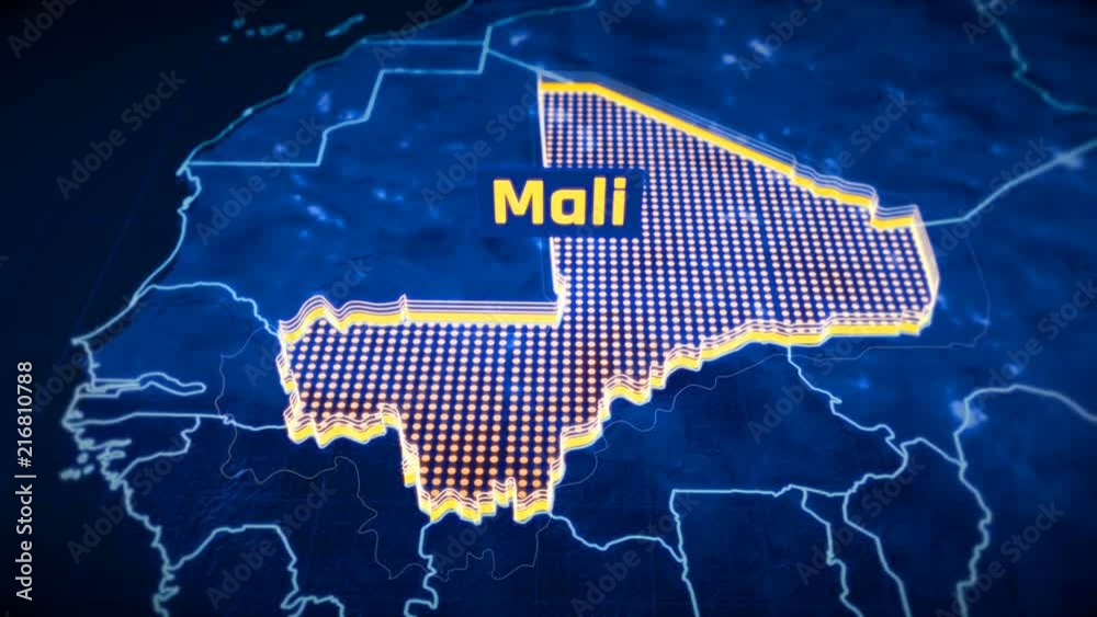 Mali country border 3D visualization, modern map outline, travel Stock ...