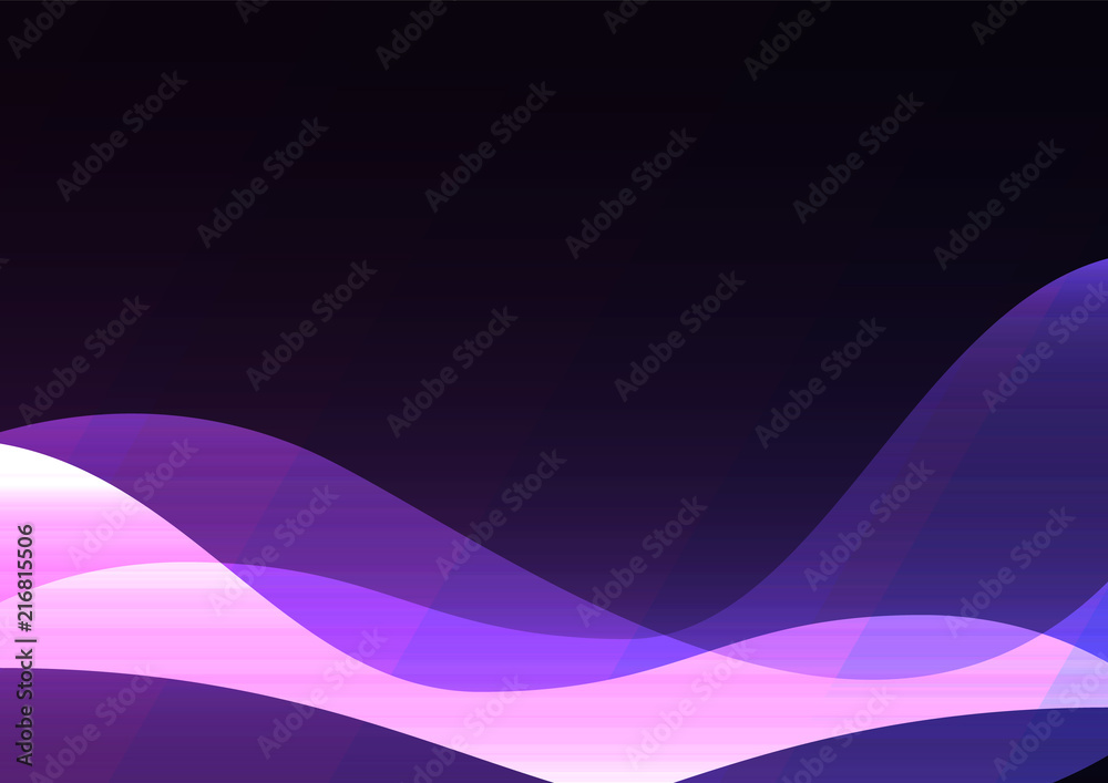 purple line curve layer overlap in dark background, wave transparent ...