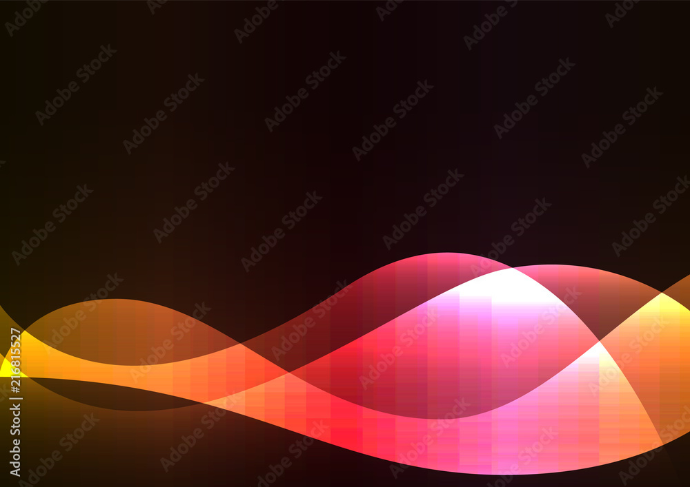 red line curve layer overlap in dark background, wave transparent ...
