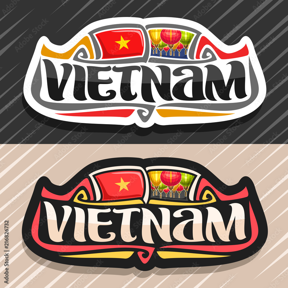Vector logo for Vietnam country, fridge magnet with vietnamese state ...