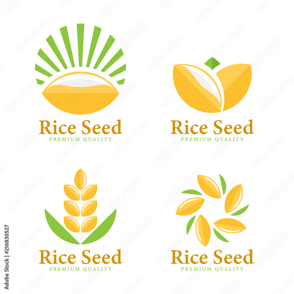 Wheat Rice seed logo sign vector set design Stock Vector | Adobe Stock