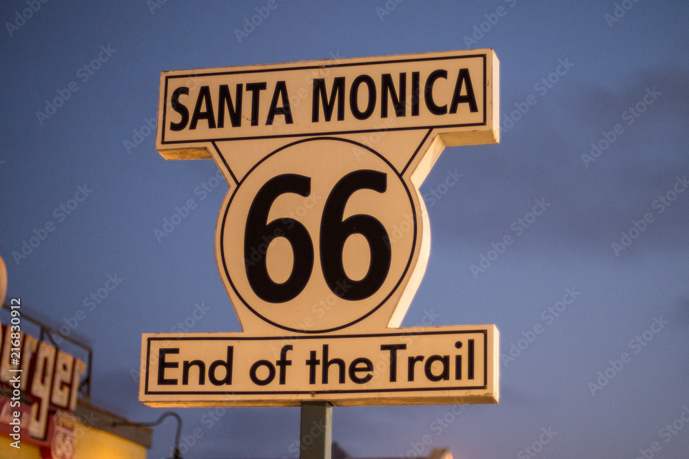 Route 66 sign and sunset Stock Photo | Adobe Stock