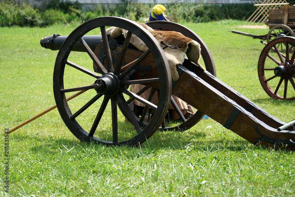 Old cannons were loaded according to traditional design and fired ...