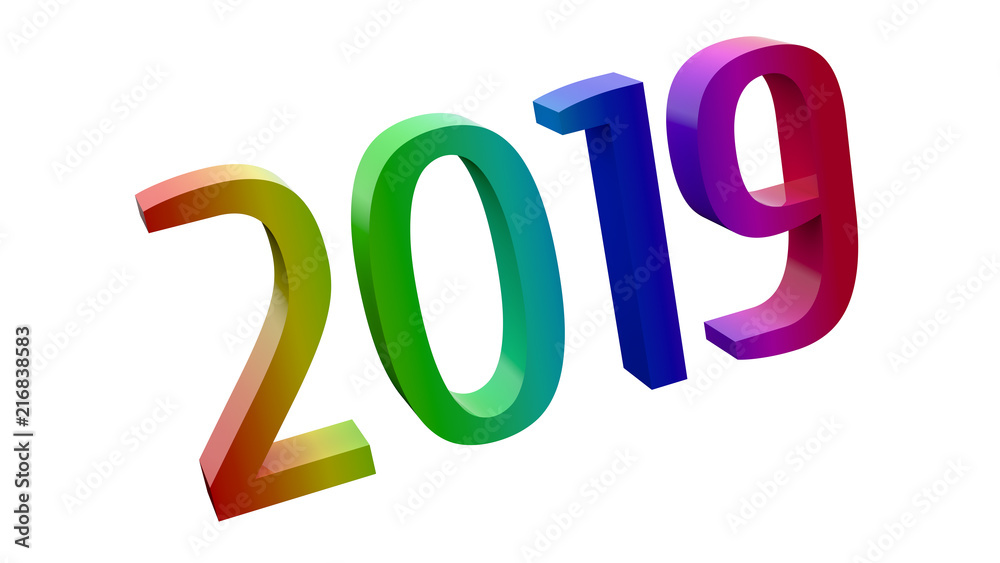 2019 Happy New Year 3D Rendered Text With Cuprum Font Illustration ...
