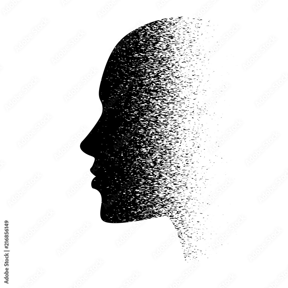 A human face in profile, stylized, isolated. Concept: sadness ...