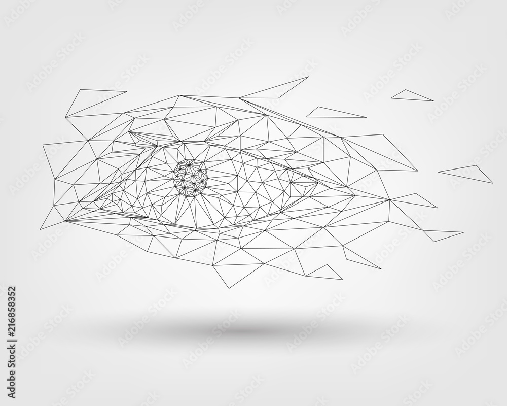 Wireframe human eye, vision, biometric recognition concept, technology ...