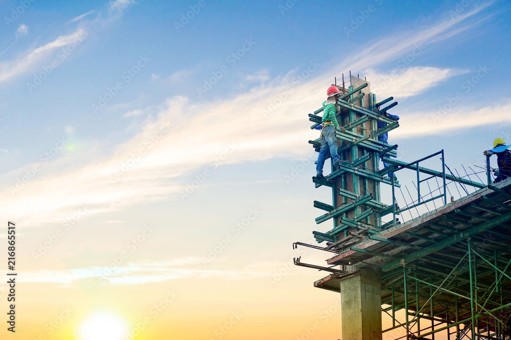 Construction industry of Engineer Business Concept with worker standing ...