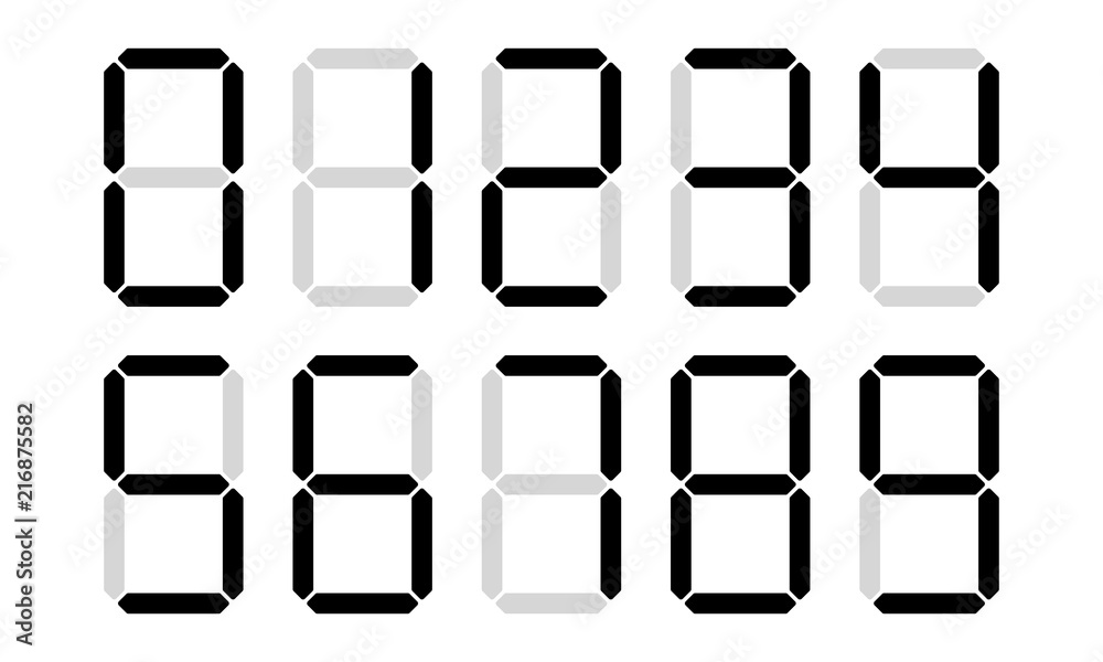 Digital numbers digits vector display Stock Vector | Adobe Stock