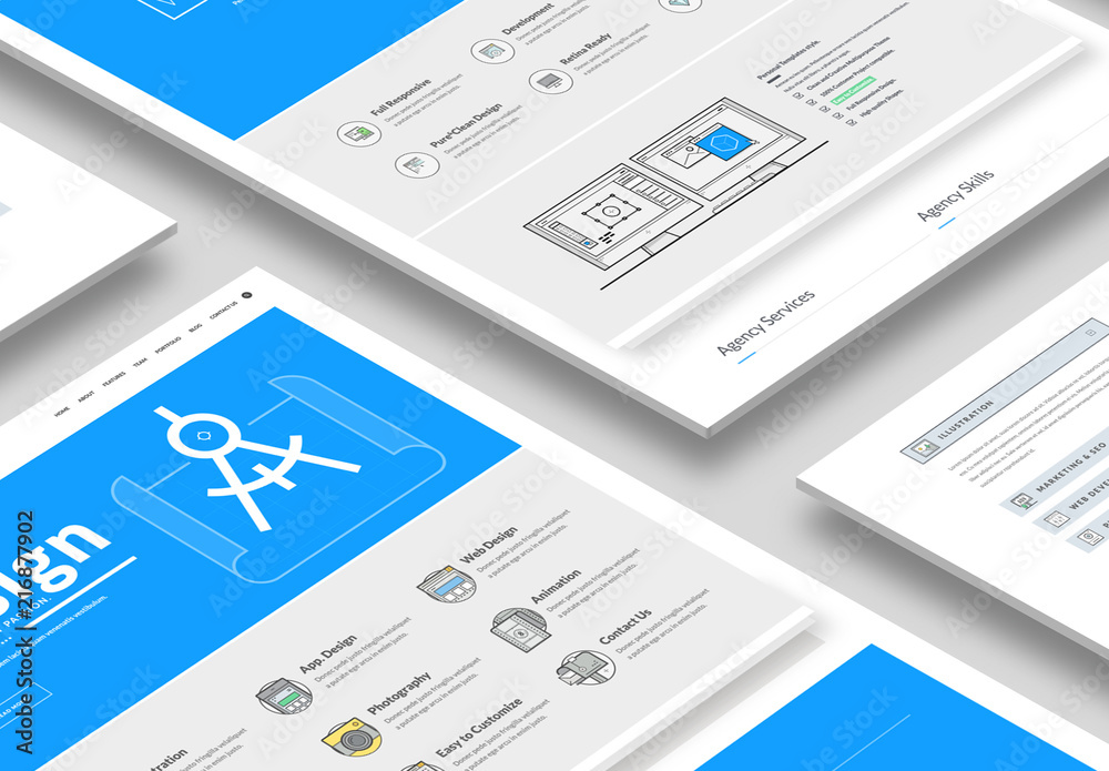 Modelo de Website Layout with Illustrated Icons do Stock | Adobe Stock