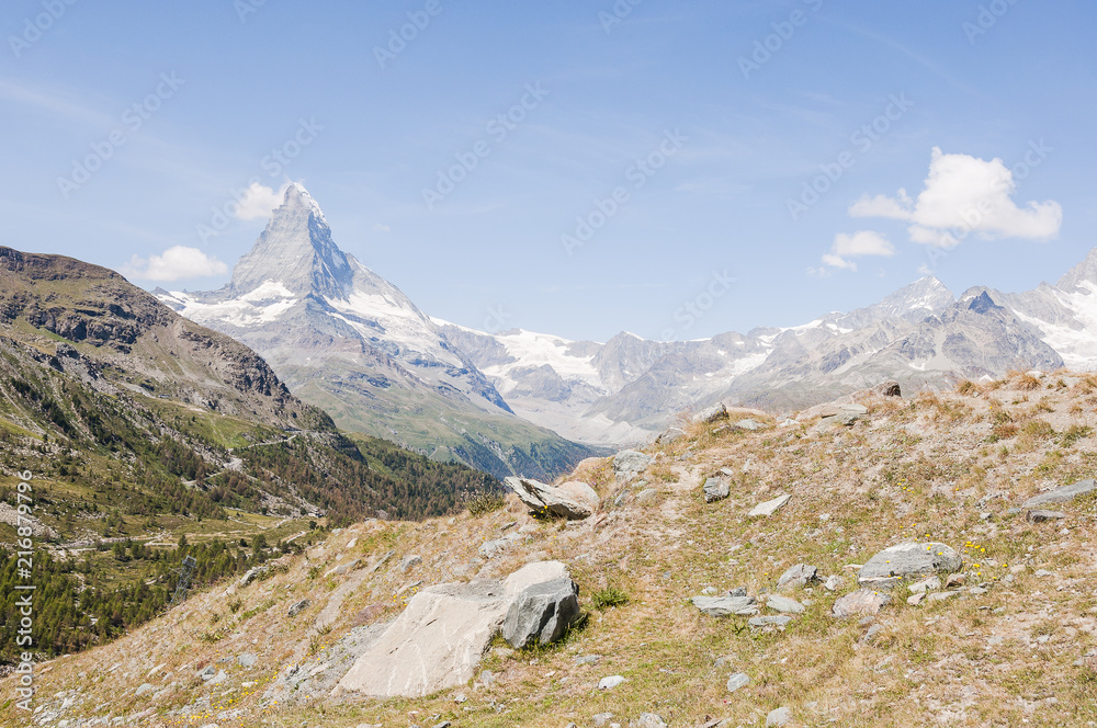 Zermatt, Matterhorn, Alpen, Wallis, Walliser Berge, Wanderweg, Blauherd ...