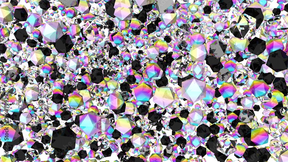 Holographic gems background. 3d illustration. Rhinestones abstract ...