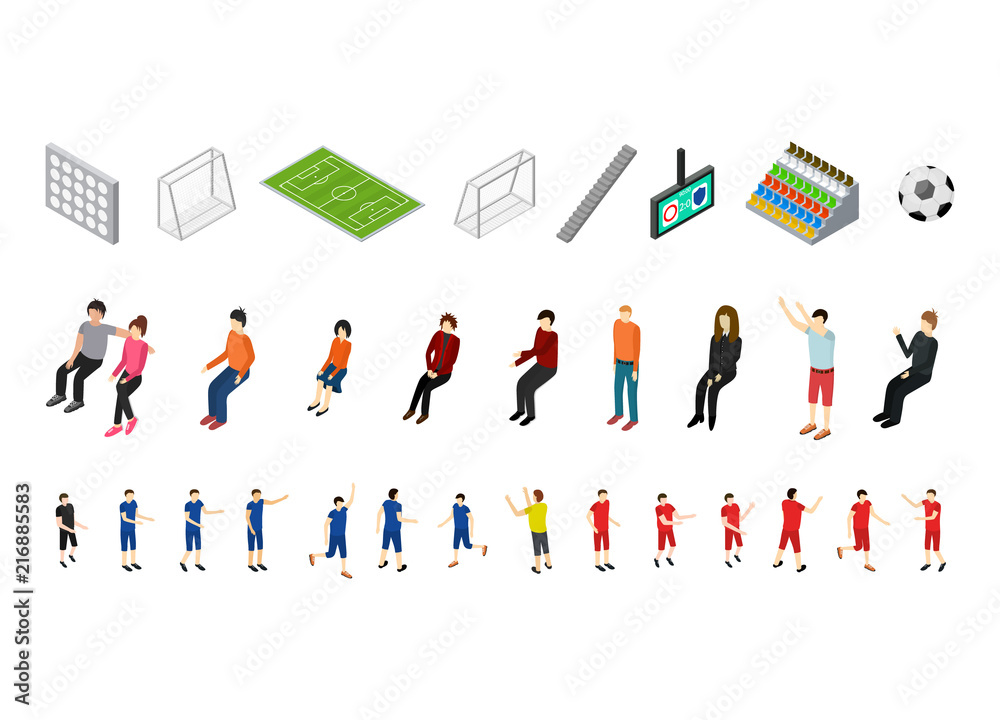 Soccer Icons Set Sport Game Isometric View. Vector Stock Vector | Adobe ...