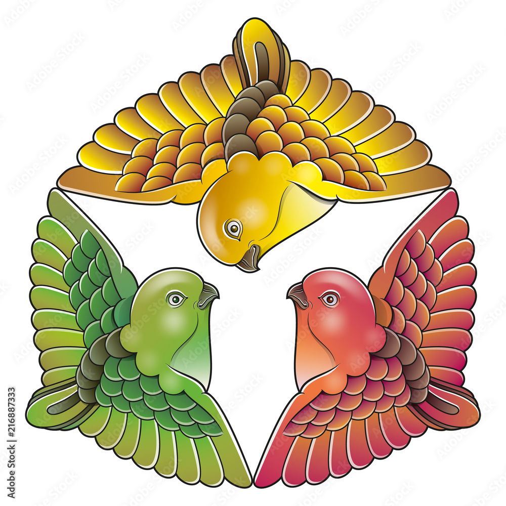 Circle of colorful birds Stock Vector | Adobe Stock
