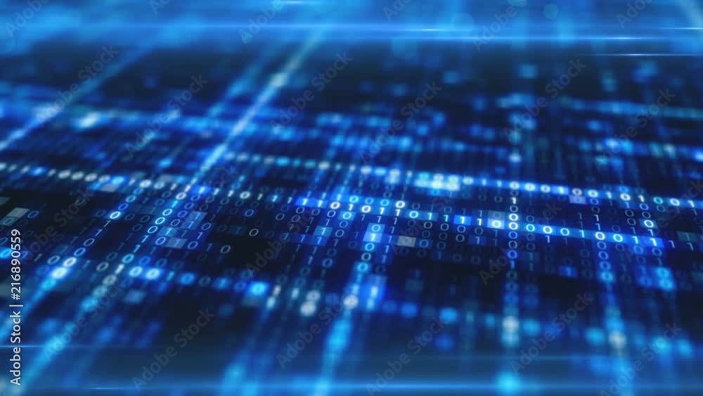 Abstract blue futuristic background of information technology binary ...