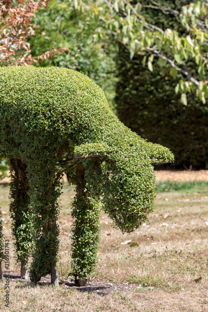 Topiary bush. Sheep sculpture with plants, animals and creation ...