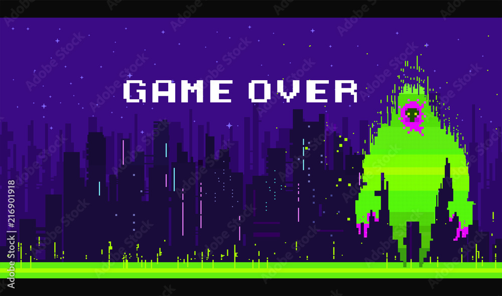 Pixel character monster for games and applications. Halloween character ...