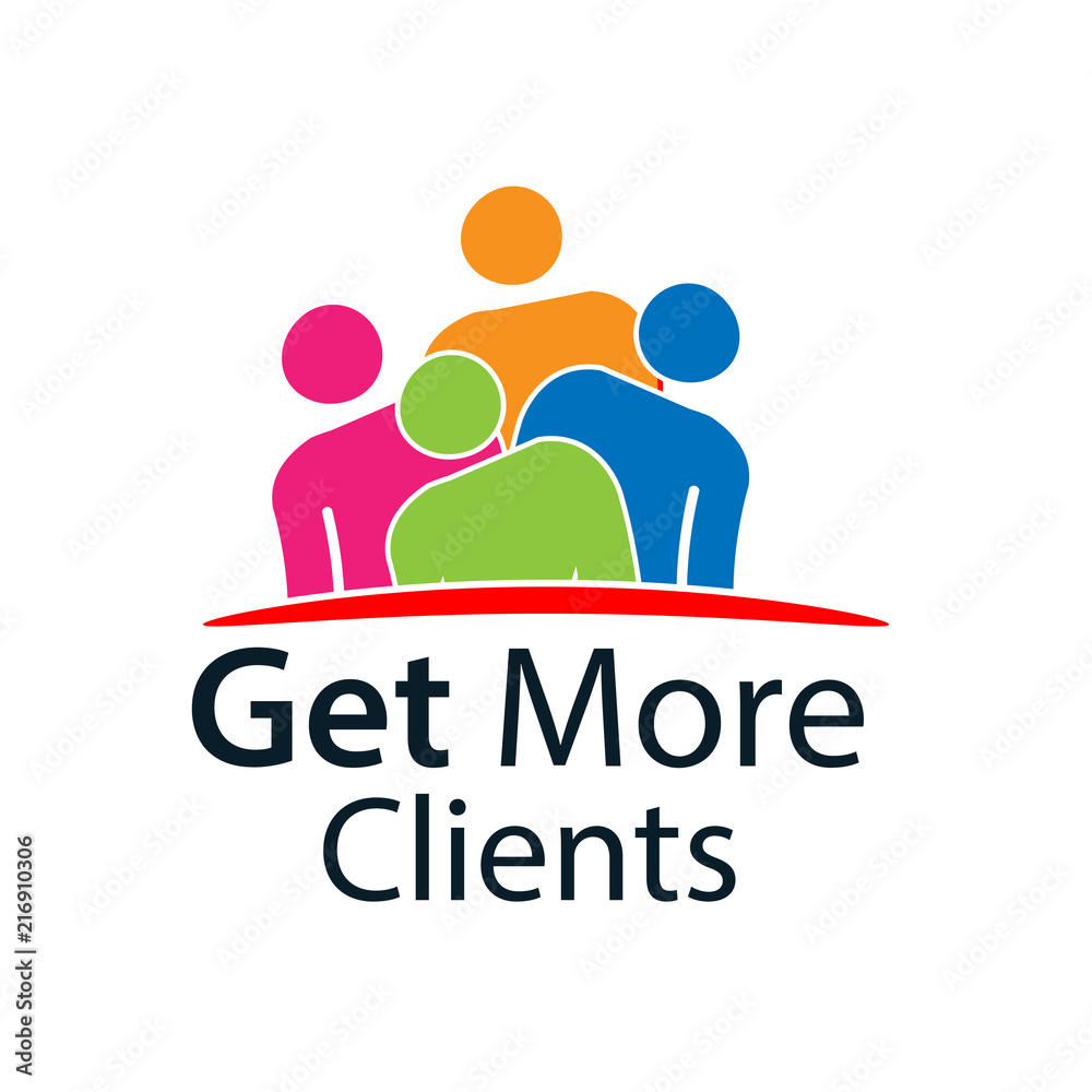 Get more clients with people sign. Flat vector illustration on white ...
