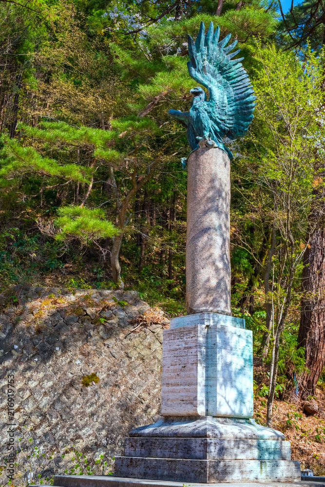 The grave site of Byakkutai (White Tiger Force) at Mt. Iimori in ...