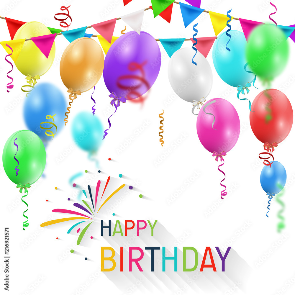 Happy Birthday balloons template. Colorful balloons vector graphic ...