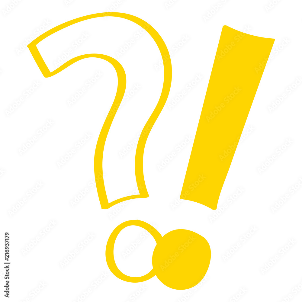 Handgezeichnetes Frage- und Ausrufezeichen in gelb Stock Vector | Adobe ...