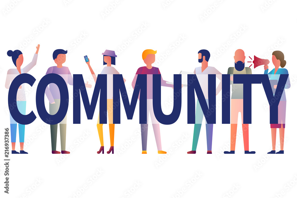 Community concept. Young modern people with gadgets. Group of people ...