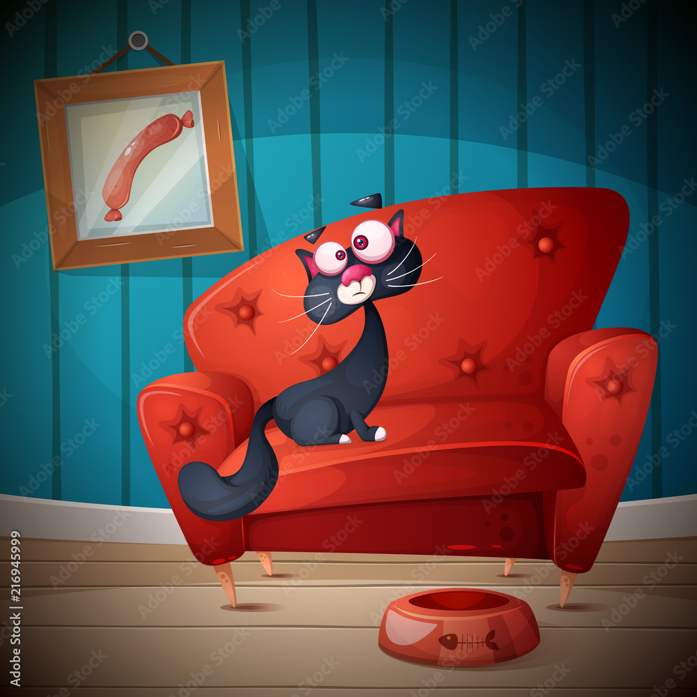 Who is sitting on the couch. Cartoon illustration. Vector eps 10. Stock ...