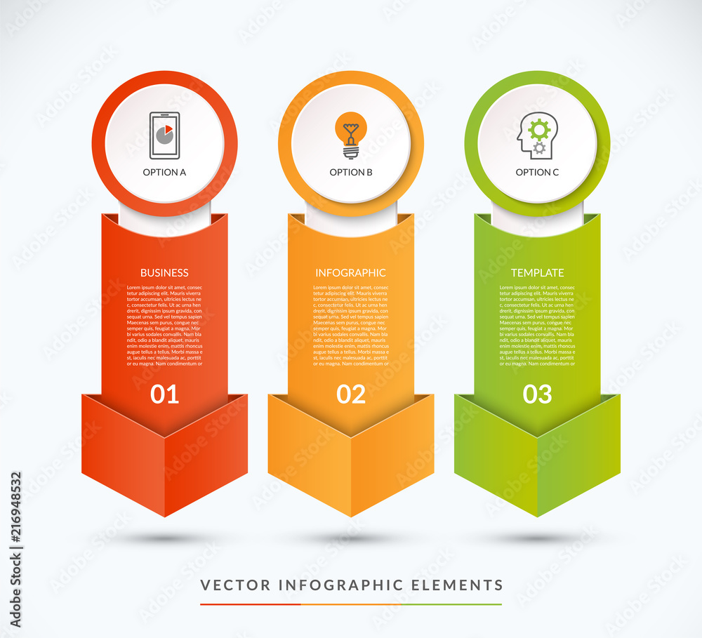 Infographic arrows pointing down. Vector background. Can be used for ...