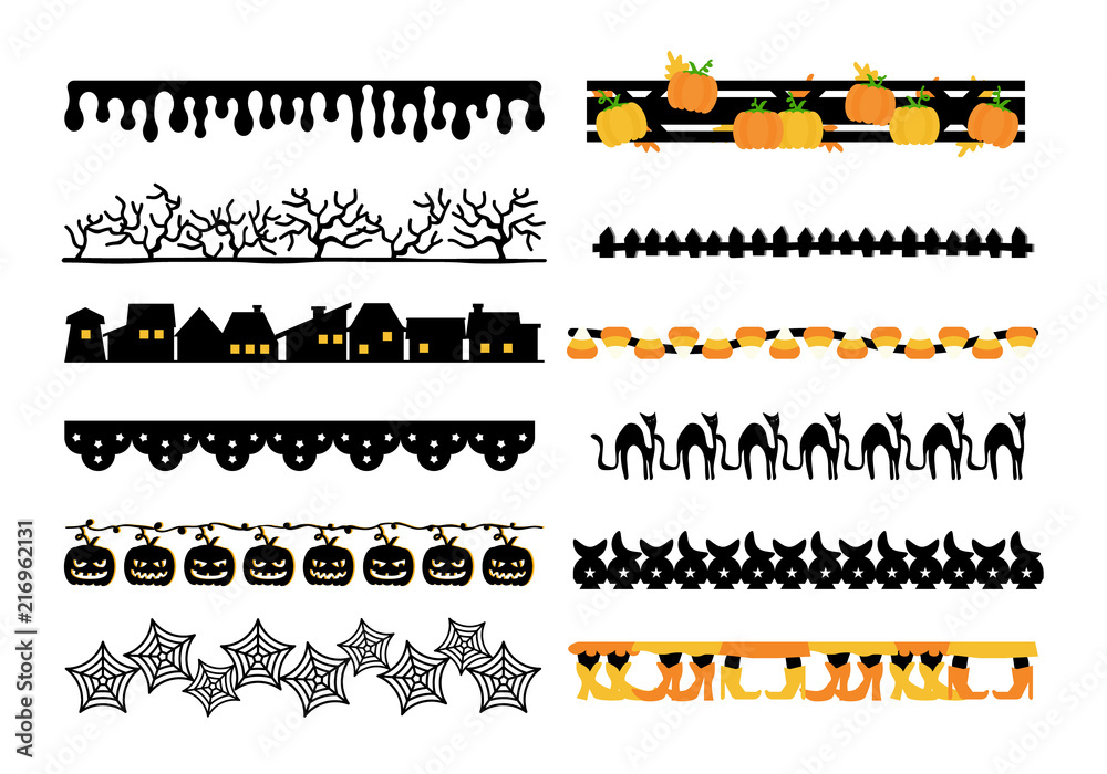 Halloween cute design borders element Stock Vector | Adobe Stock