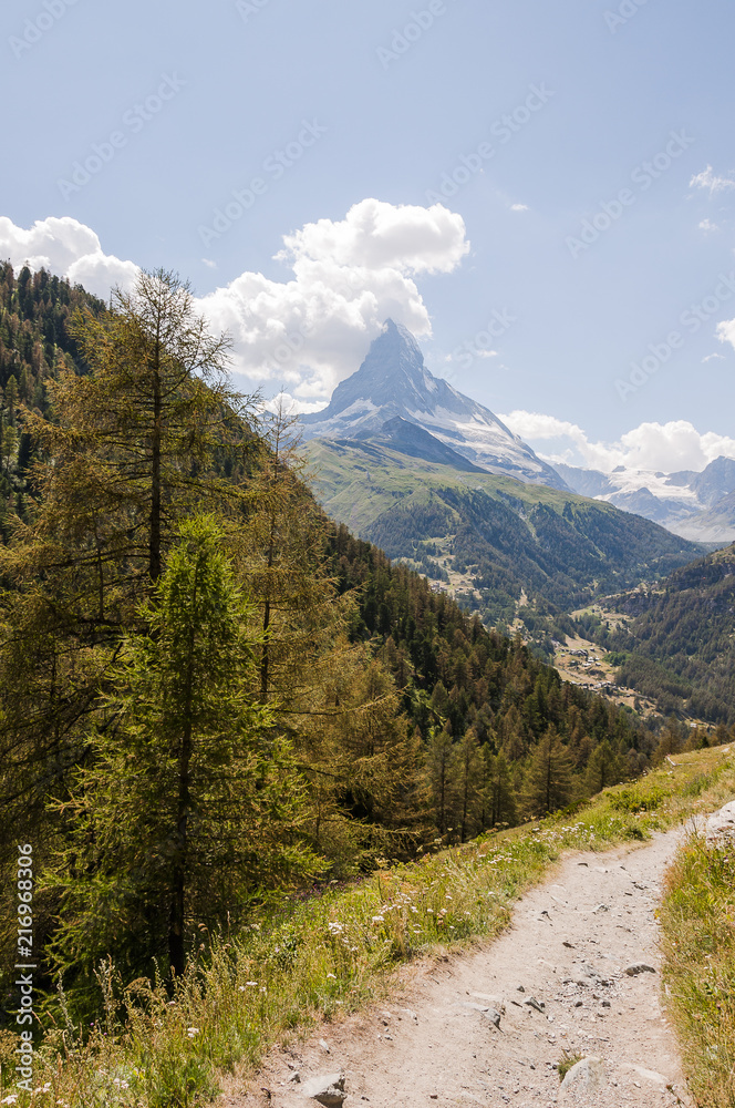 Zermatt, Findeln, Findelbach, Findelschlucht, Wanderweg, Matterhorn ...