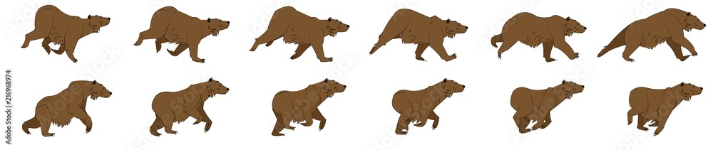 Bear run cycle animation sprites, animation frames Stock Vector | Adobe ...