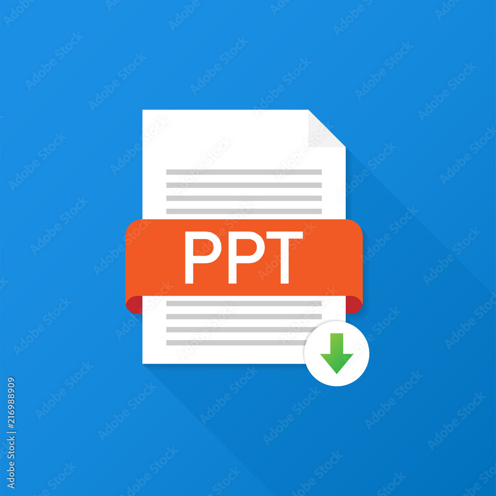Download PPT button. Downloading document concept. File with PPT label ...