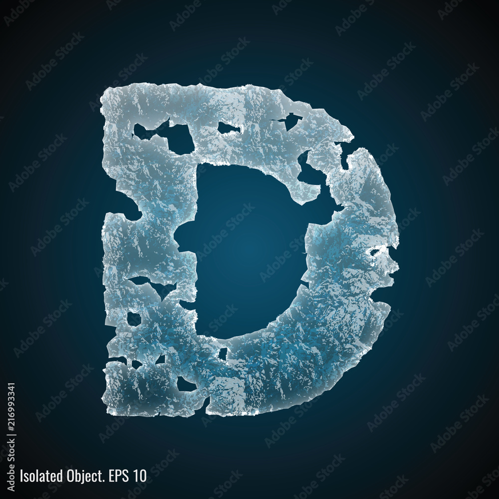 Ice Font / isolated ice shaped letter D vector illustration Stock ...
