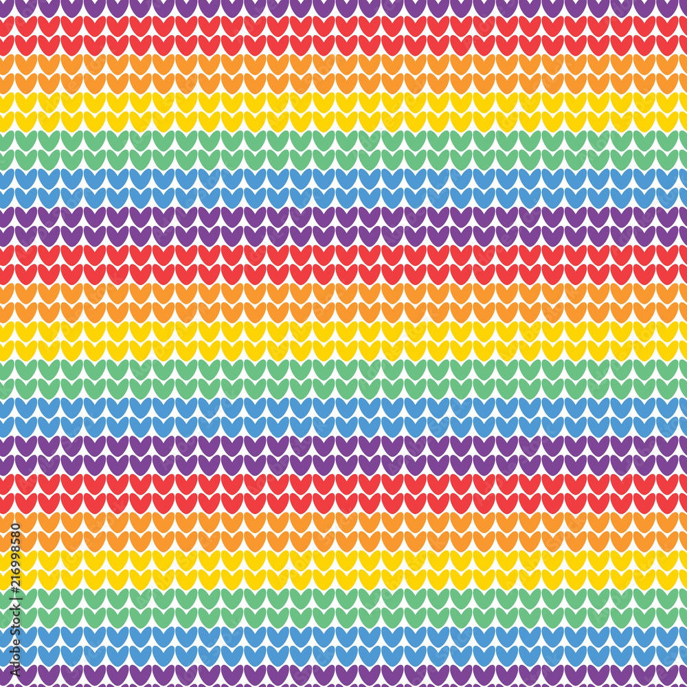 LGBT rainbow knitted seamless pattern. Vector illustration for pride ...