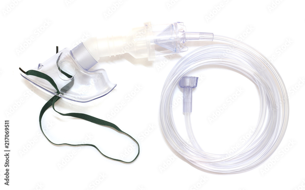 Medical equipment for inhalation, medical oxygen mask isolated over a ...