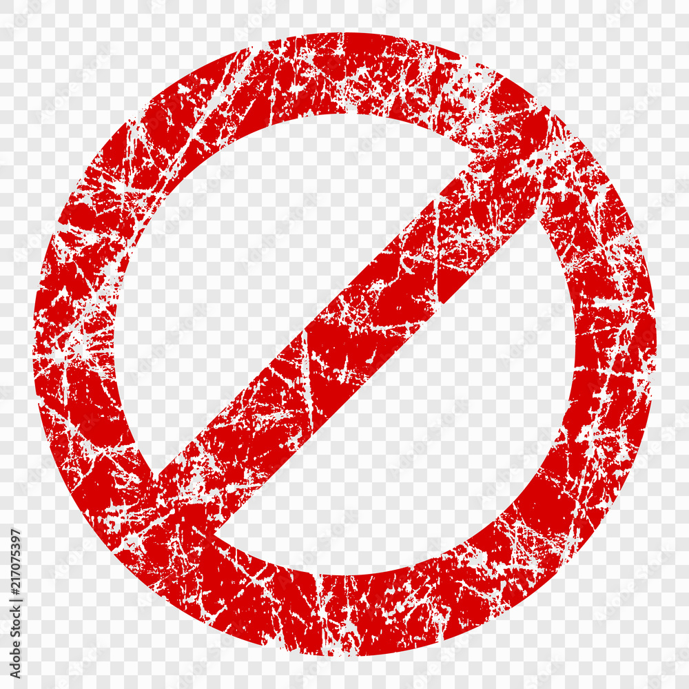 Not allowed sign isolated on transparent background. Scratched the icon ...