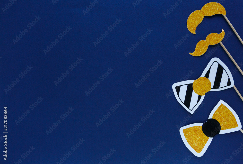 Party photo booth props on blue background. Movember Movement, Father's ...