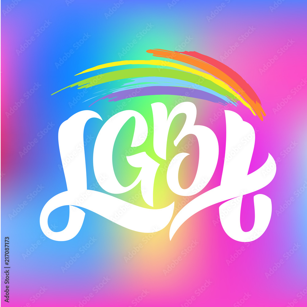 Gay Lettering Conceptual Poster With Lgbt Rainbow Hand Lettering