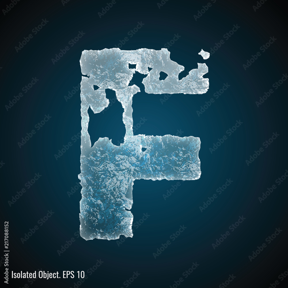 Ice Font / isolated ice shaped letter f vector illustration Stock ...