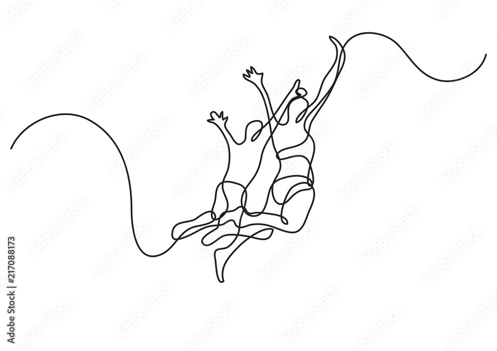 continuous line drawing of swimmers jumping Stock Vector | Adobe Stock