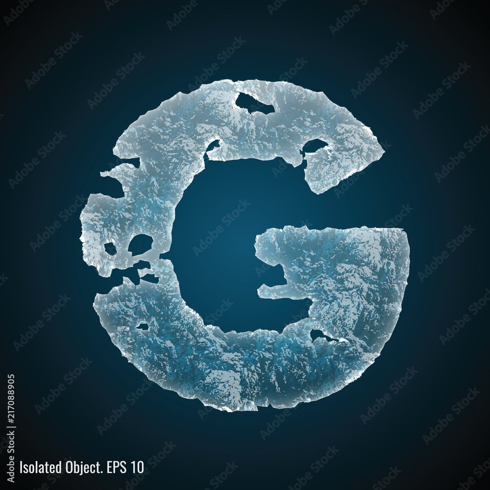 Ice Font / isolated ice shaped letter G vector illustration Stock ...