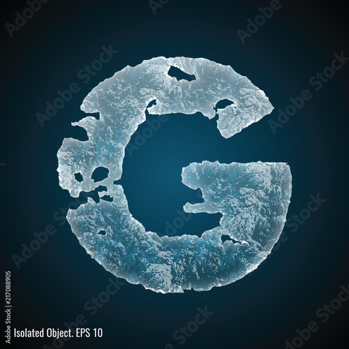 Ice Font / isolated ice shaped letter G vector illustration Stock ...