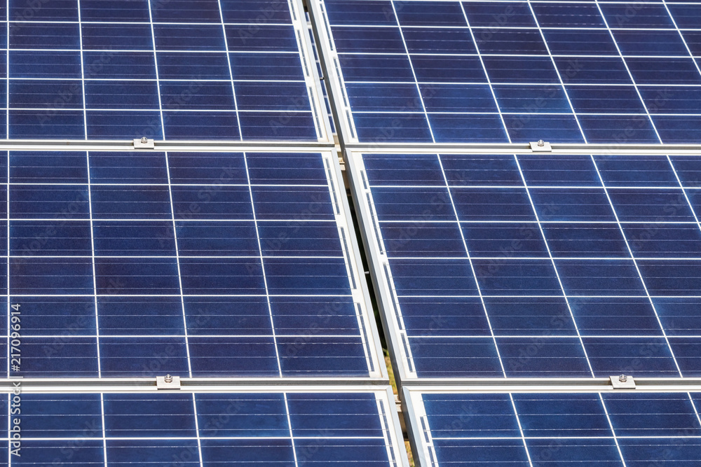 Close up rows array of polycrystalline silicon solar cells or ...