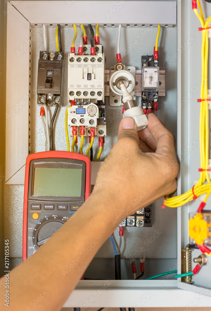 Electrical terminal box. Control panel with magnetic contactor and ...