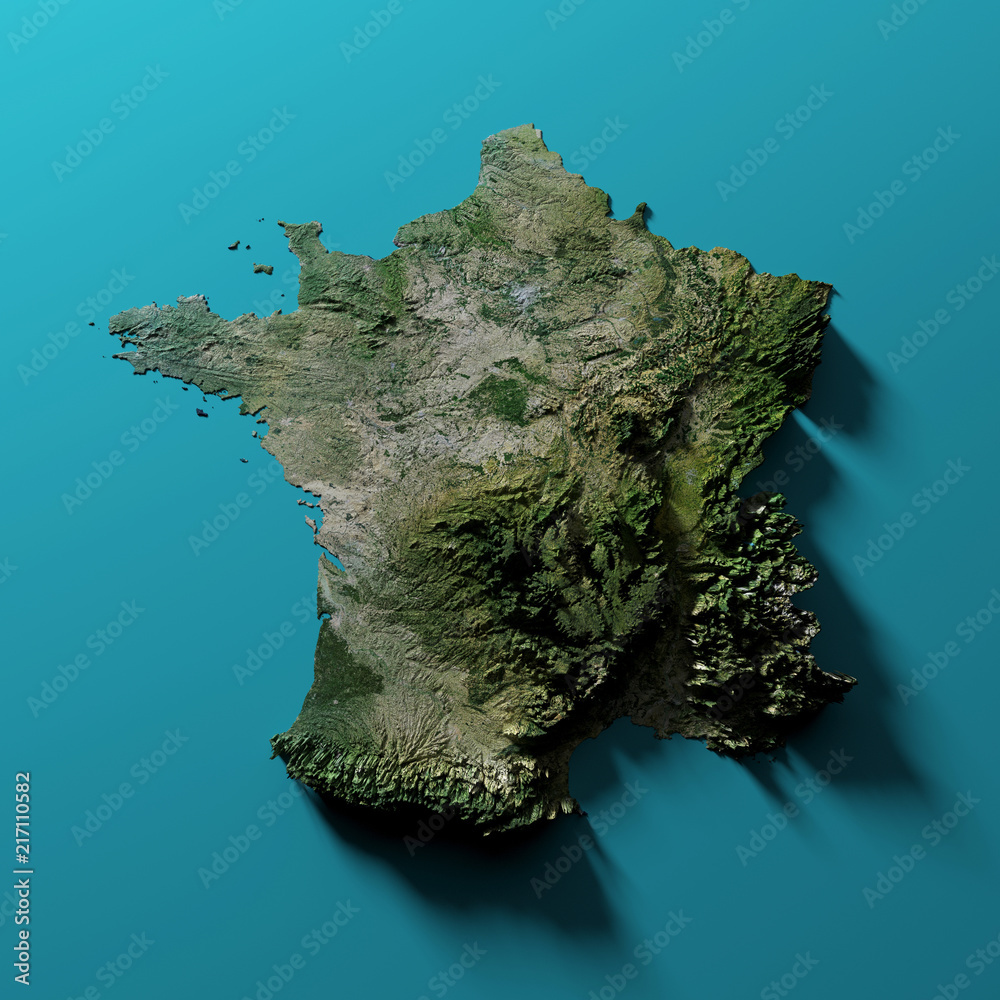 Carte de France relief Stock Illustration | Adobe Stock