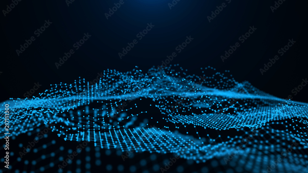 3d landscape. Big Data. 3d futuristic illustration.Digital landscape ...