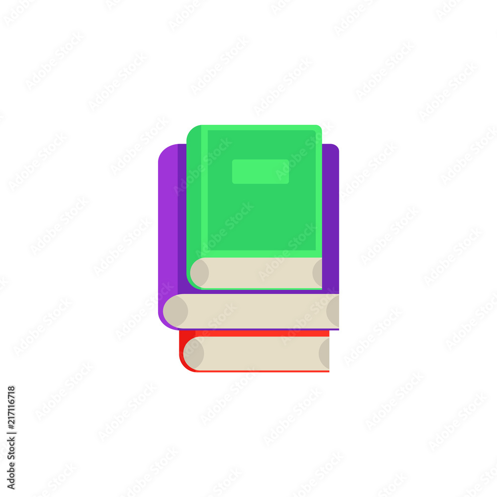 Flat book pile or column top view. Paper symbol of education, library ...