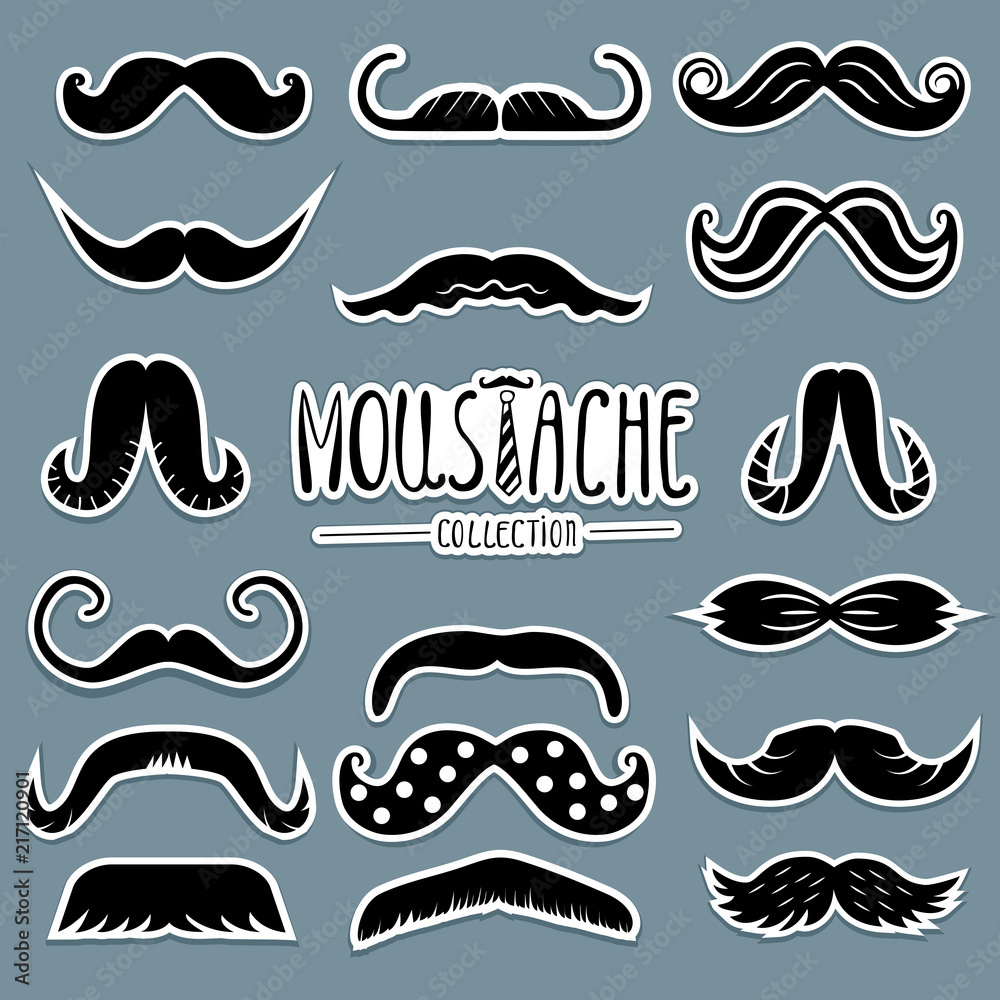 Moustache set collection used for photo booth props and party. Vector ...