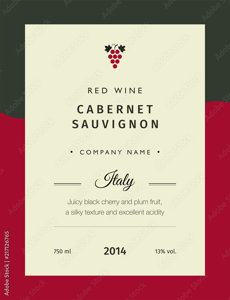 Red wine labels. Vector premium template set. Clean and modern design ...