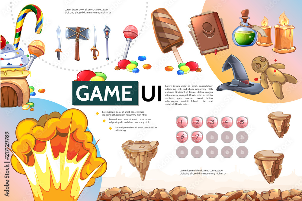 Cartoon Mobile Game Infographic Concept Stock Vector | Adobe Stock