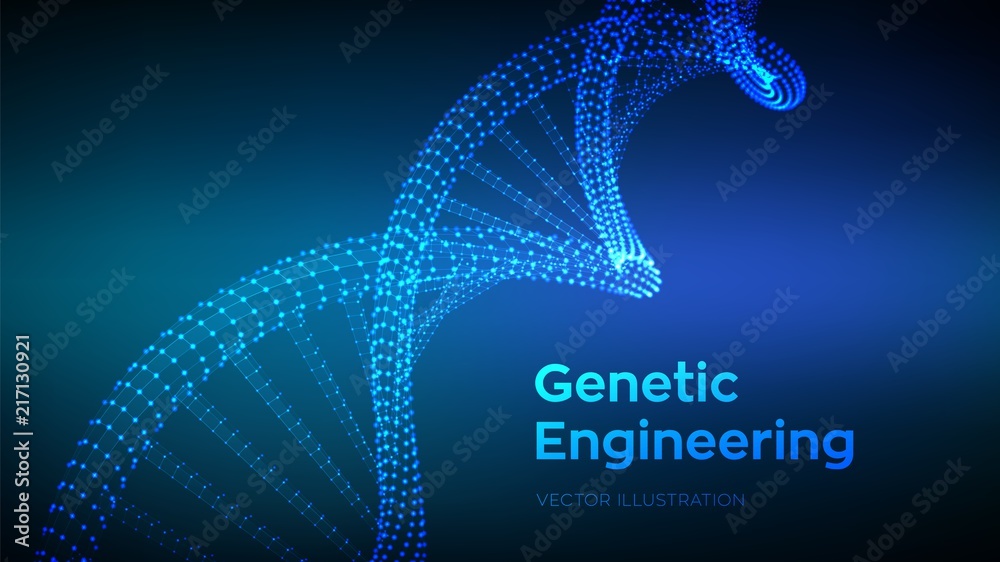 DNA sequence. Wireframe DNA molecules structure mesh. DNA code editable ...